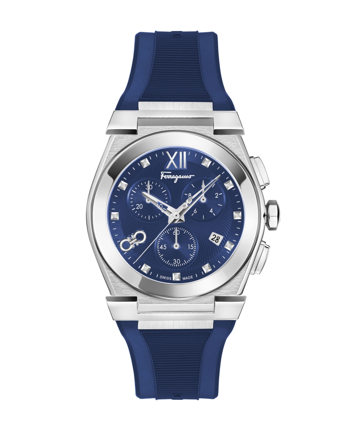 Click here for Ferragamo Mens Vega Chrono Blue Silicone Strap Wat... prices