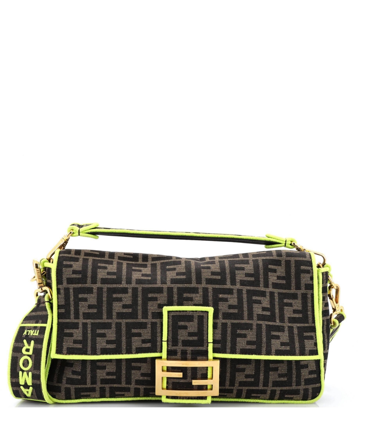 Click here for Pre-Owned Fendi Large Baguette Nm Bag Zucca Canvas... prices