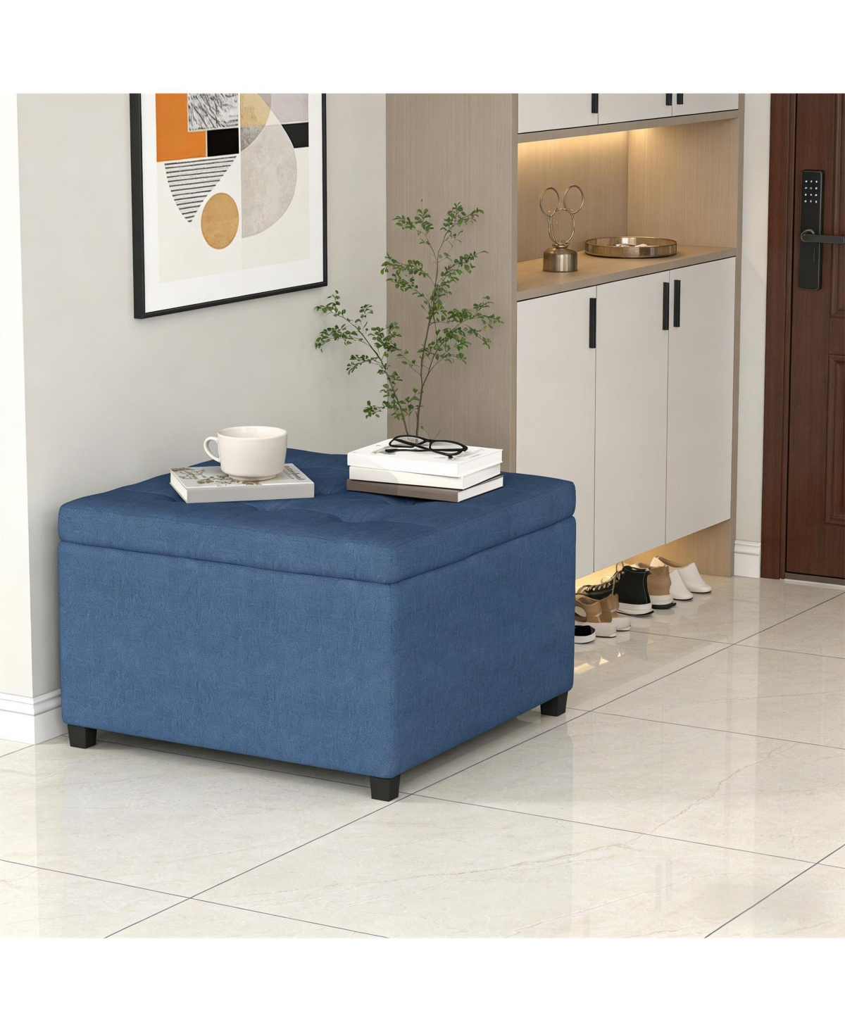 Click here for Clihome Round Storage Ottoman Bench Entryway Sofa... prices