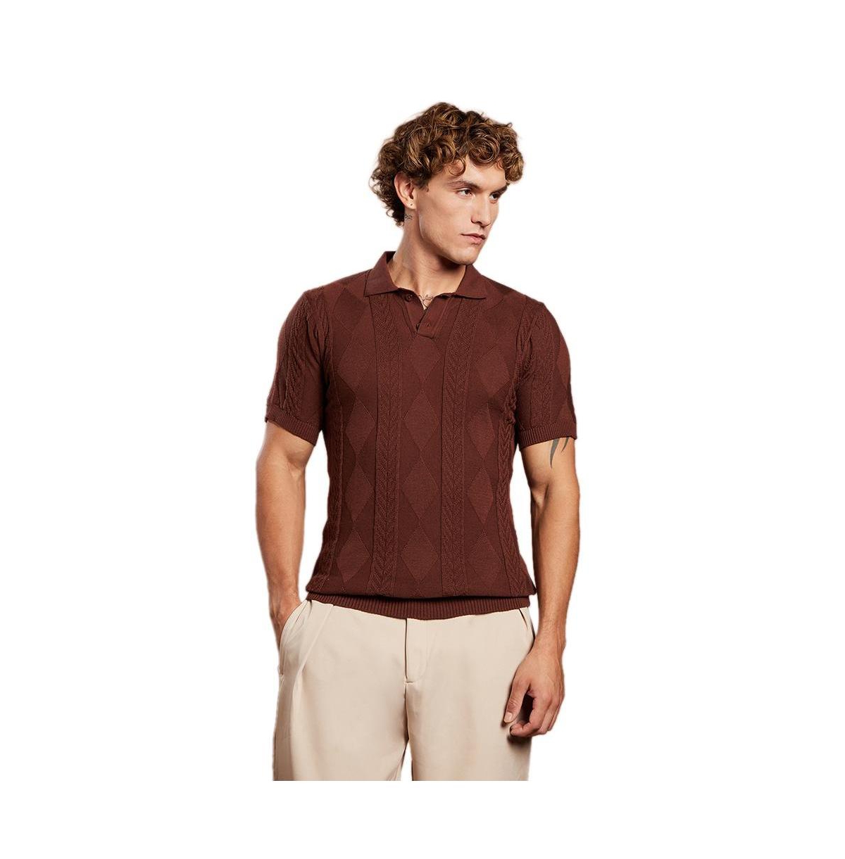 Click here for Campus Sutra Mens Argyle-Tactile Polo T-Shirt - Ch... prices