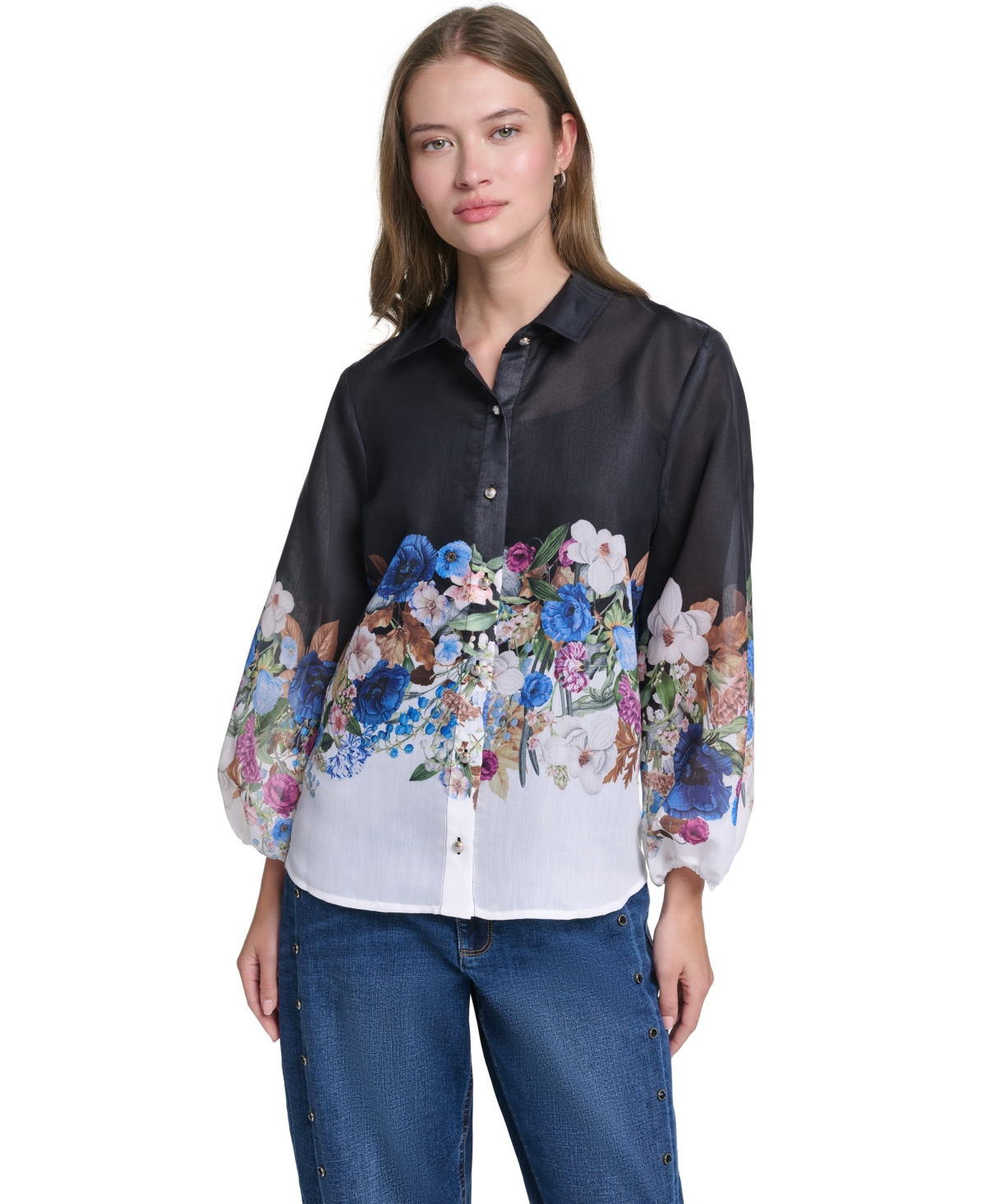 Click here for Karl Lagerfeld Paris Womens Printed Organza Puff-S... prices