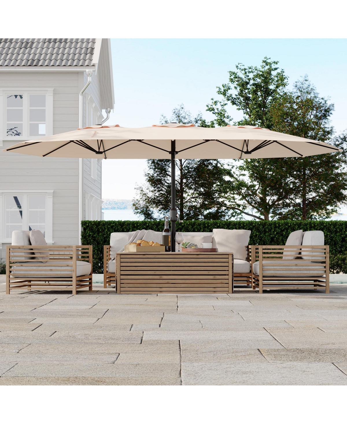 Click here for homfan Outdoor Patio Umbrella 15ft x 9ft  Manual T... prices