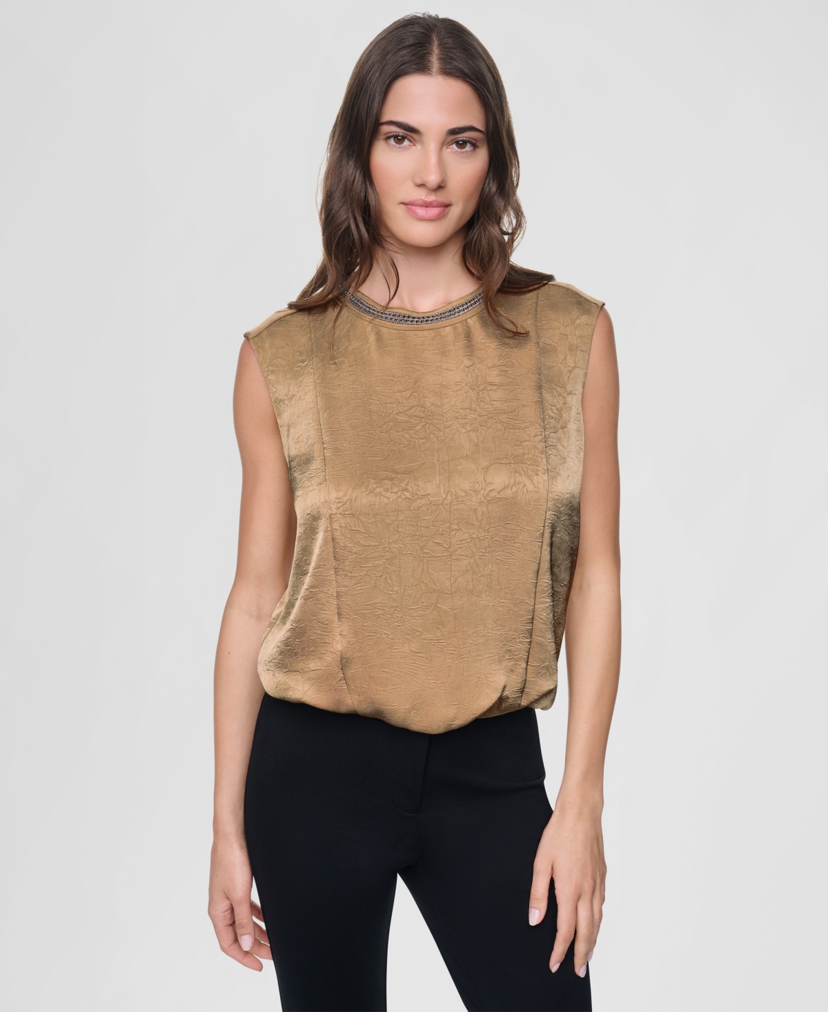 Click here for Dkny Womens Crinkle-Texture Chain-Neck Top - Trave... prices