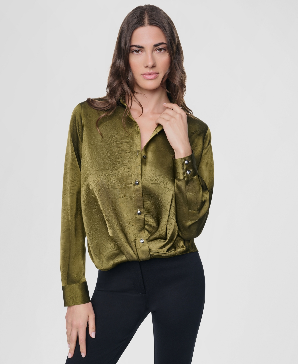 Click here for Dkny Womens Long-Sleeve Twist-Front Blouse - Dark... prices