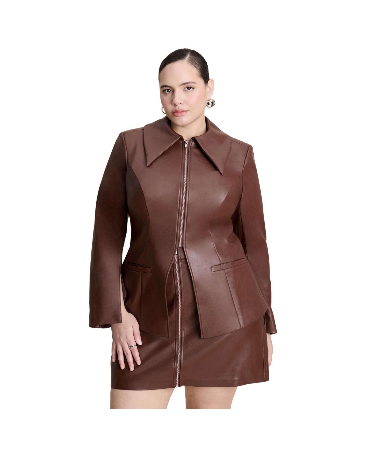 Click here for Eloquii Womens Plus Size Faux Leather Split Hem Ja... prices