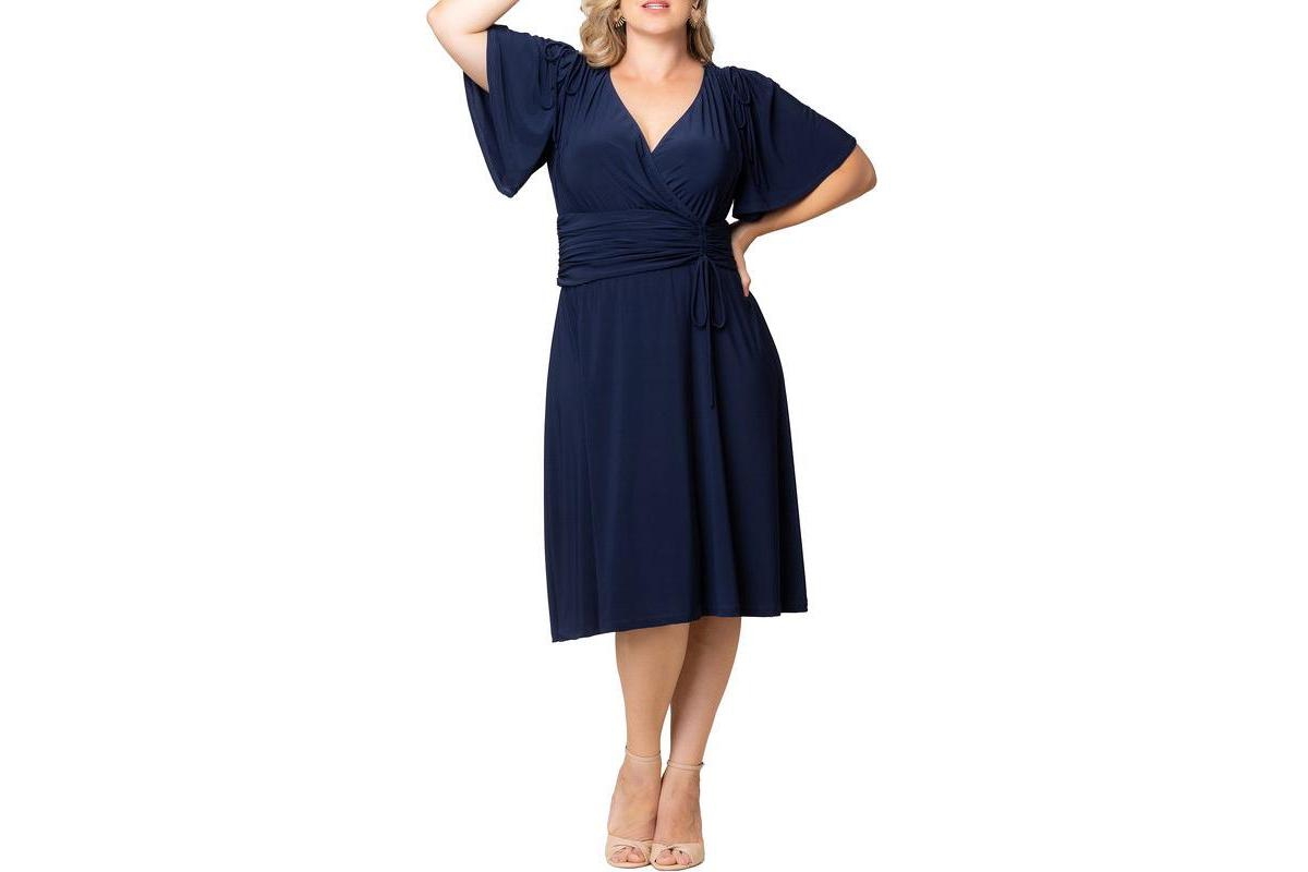 Click here for Kiyonna Plus Size Jemma Ruched Tie Dress - Nouveau... prices