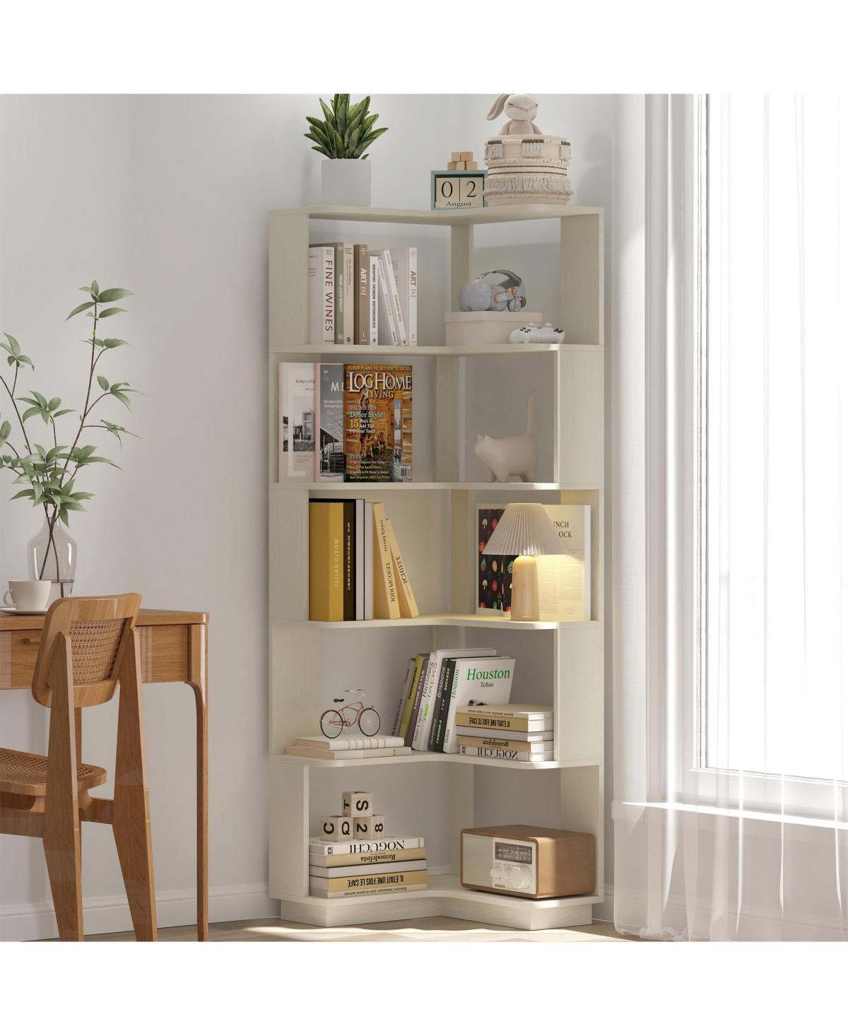 Click here for Clihome 6 Tier Freestanding L-Shaped Corner Booksh... prices