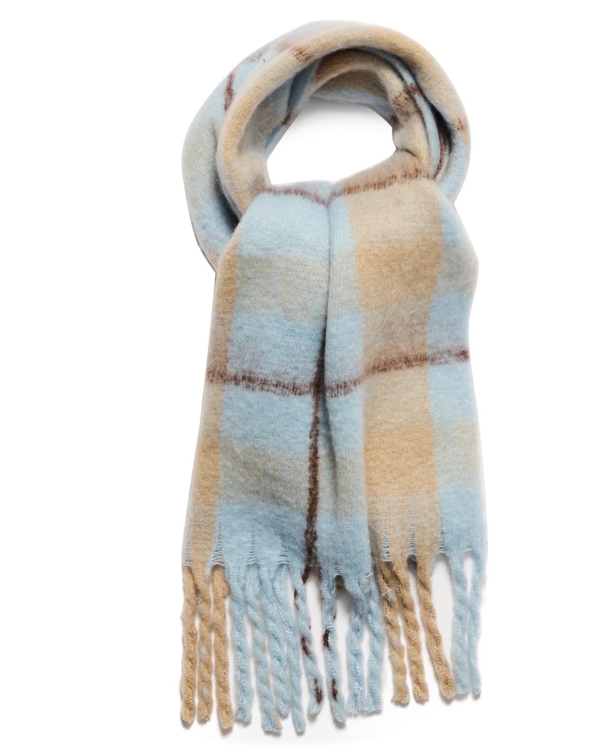 Click here for Steve Madden Candy-Striped Lofty Scarf - Powder Bl... prices