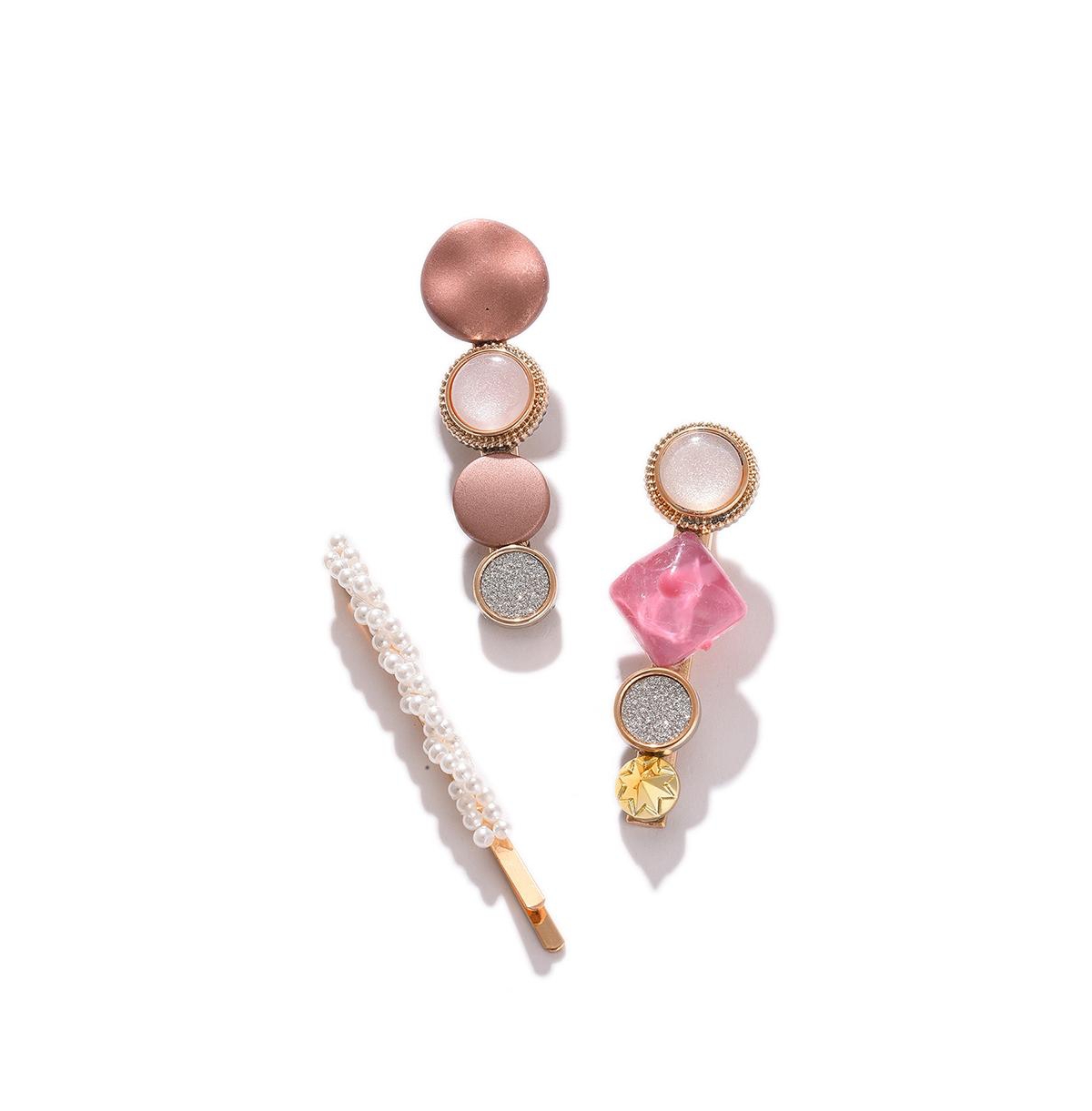 Click here for Sohi Womens Embellished Hairpin Set - Pink prices