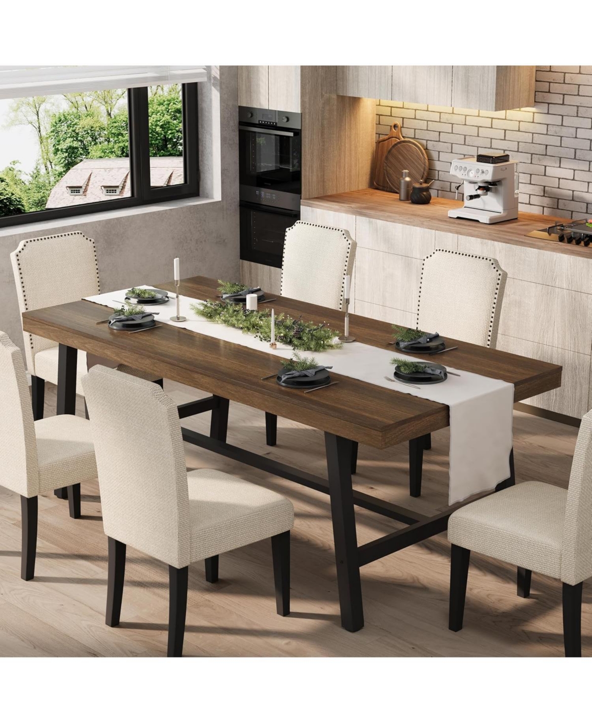 Click here for homfan 7-Piece Dining Table Set for 6-8  71 Indust... prices