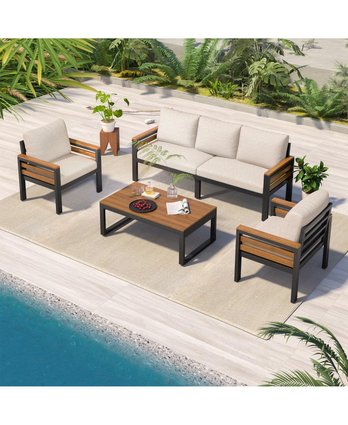 Click here for Asagikoiai 4-Piece Garden Patio Set  Acacia Wood A... prices