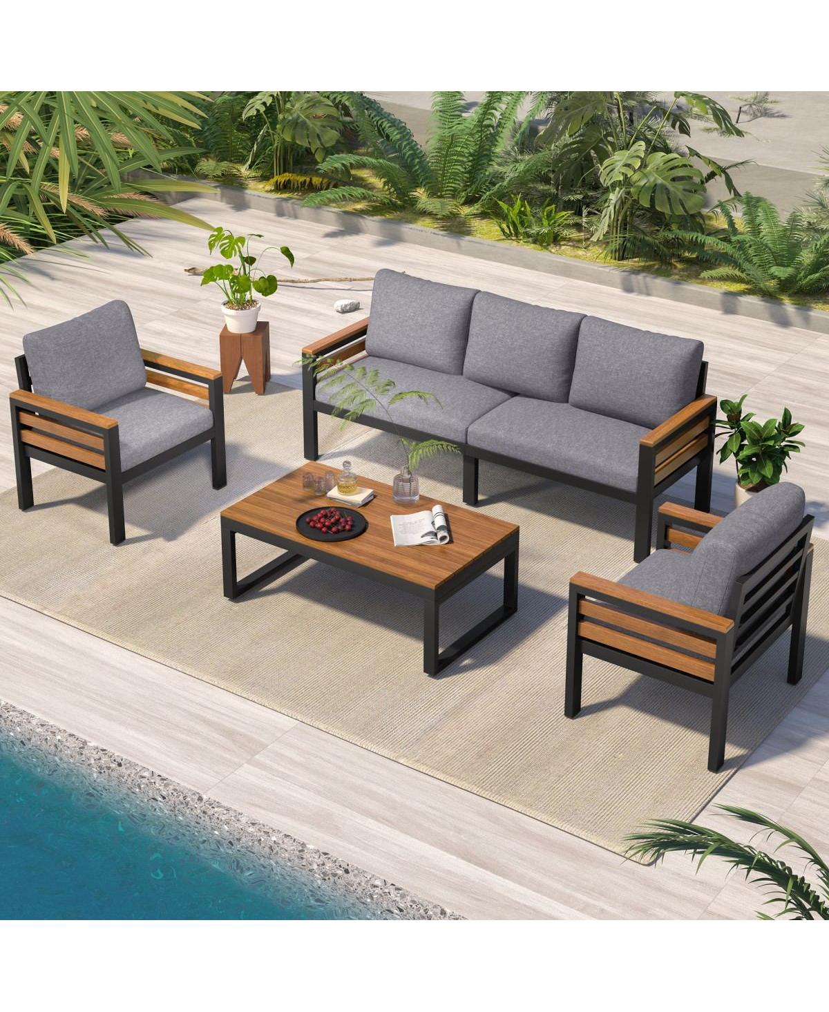 Click here for Asagikoiai 4-Piece Garden Patio Set  Acacia Wood A... prices