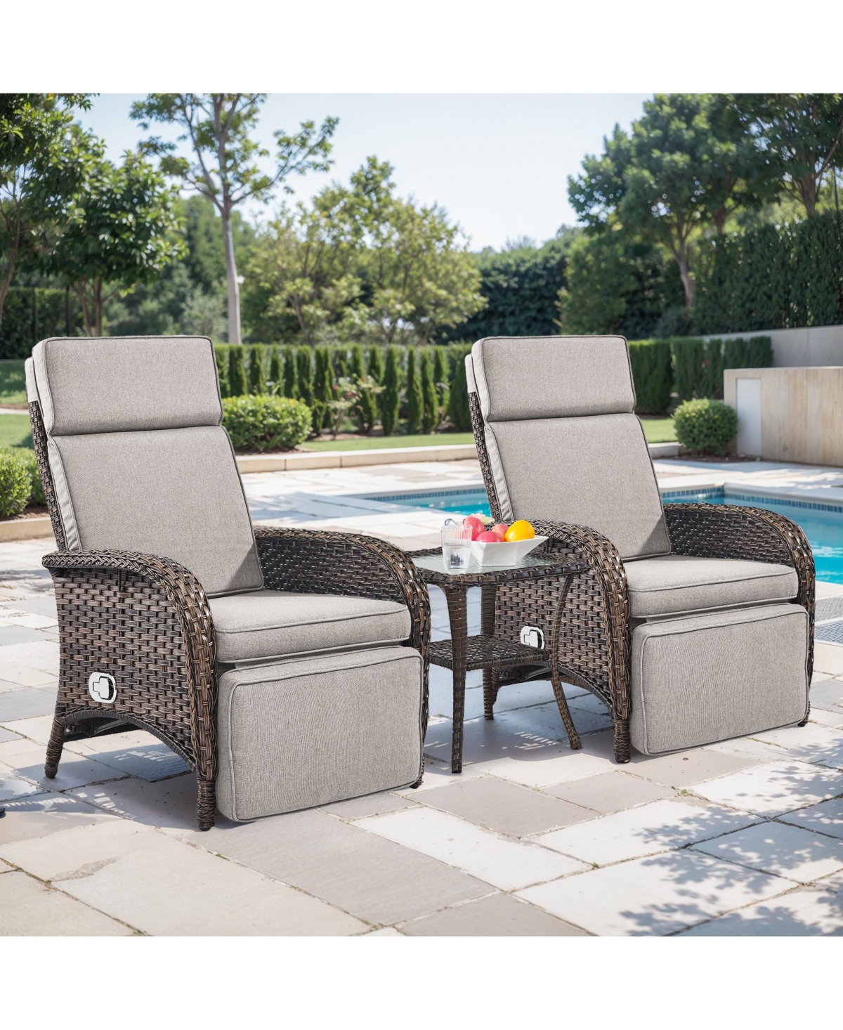 Click here for Pocassy 3 Piece Wicker Patio Furniture Set Adjusta... prices