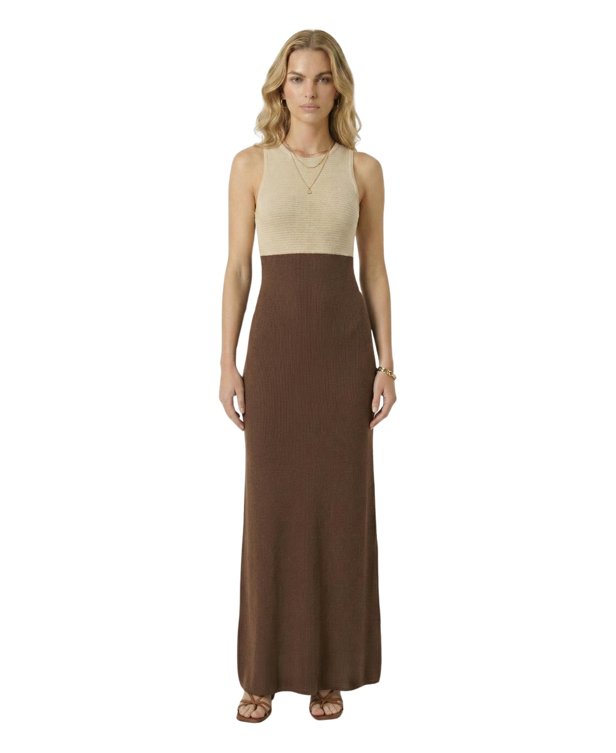 Click here for Modenaire Womens Two-Tone Sleeveless Knit Contoure... prices