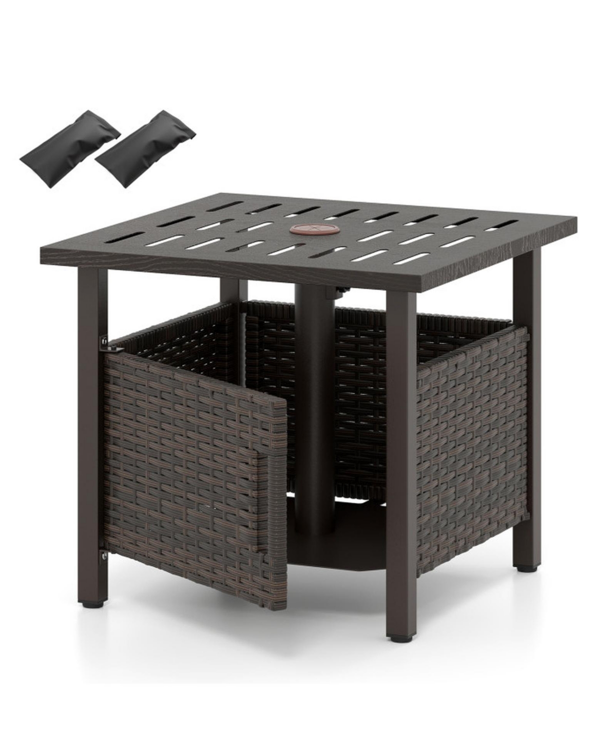 Click here for Sugift 22 in Pe Wicker Patio Side Table with 1.93... prices