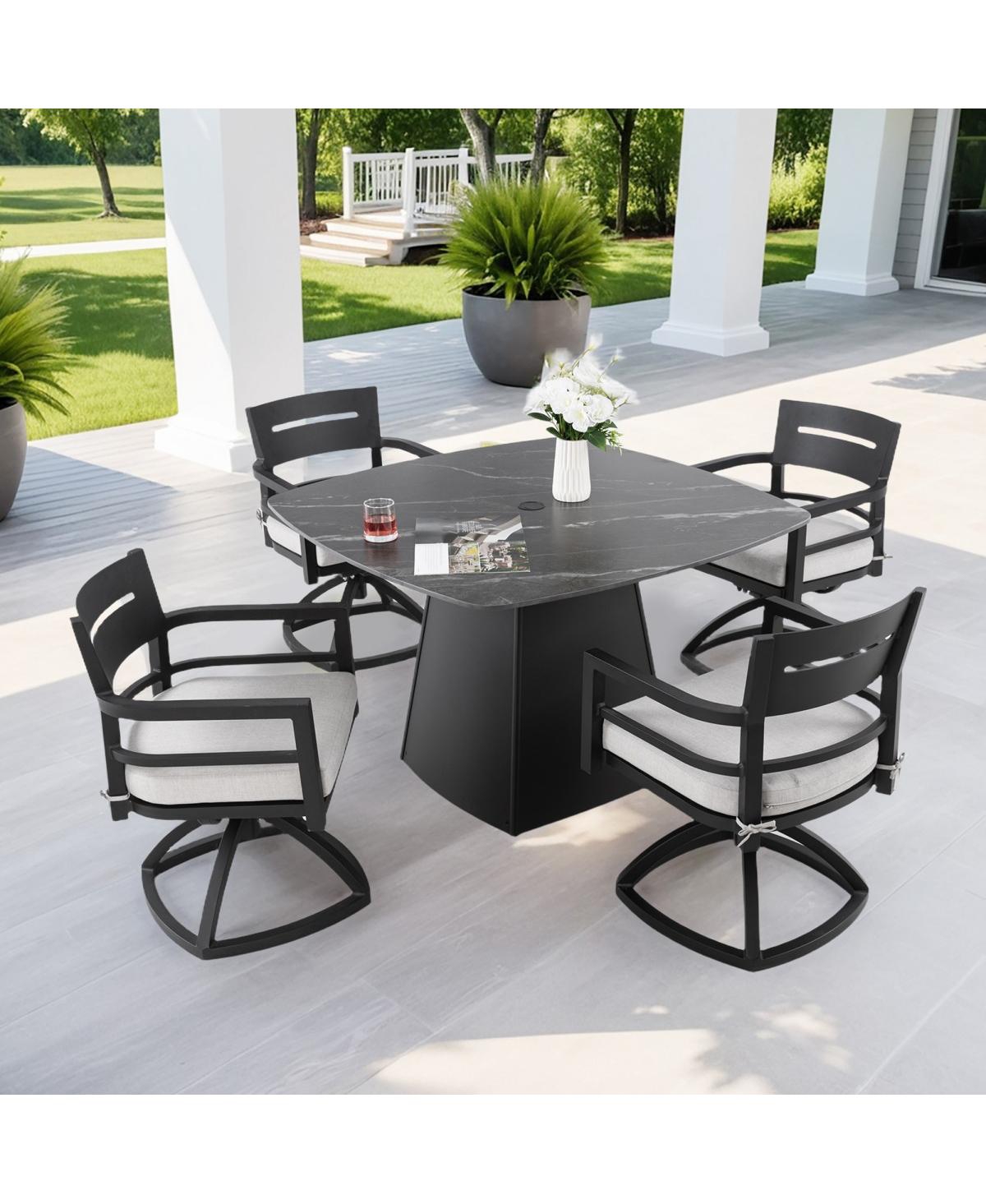 Click here for Asagikoiai Modern 5-Piece Aluminum Patio Dining Se... prices