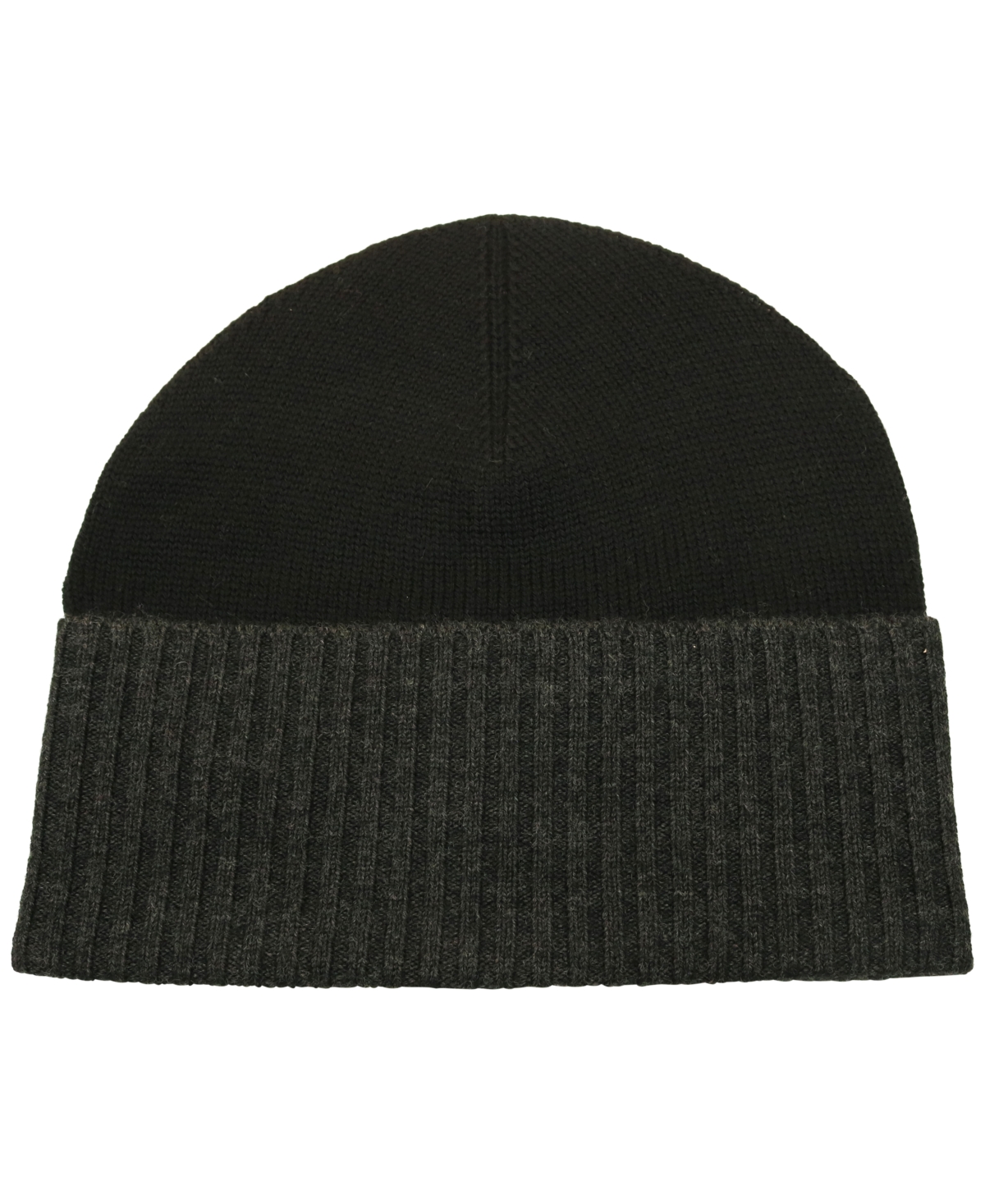 Click here for Portolano Mens Folded Cuff Beanie Hat - Black/Char... prices