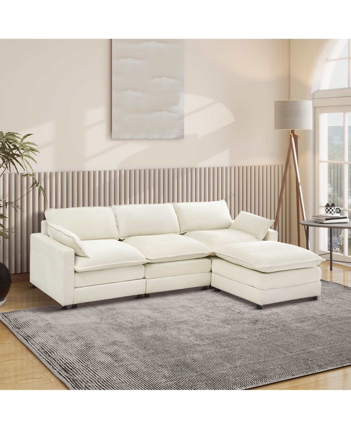 Click here for homfan Modular Faux Fur Cloud Sectional Sofa with... prices