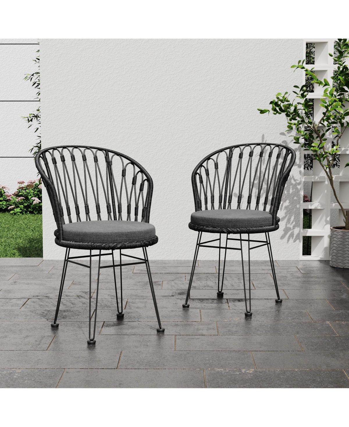 Click here for Clihome 2Pieces Dining Chairs Pe Rattan Metal Legs... prices