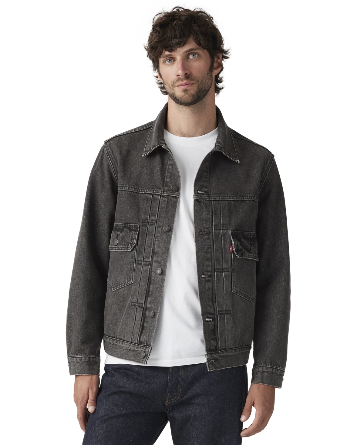 Click here for Levis Mens Type Ii Relaxed-Fit Denim Trucker Jacke... prices