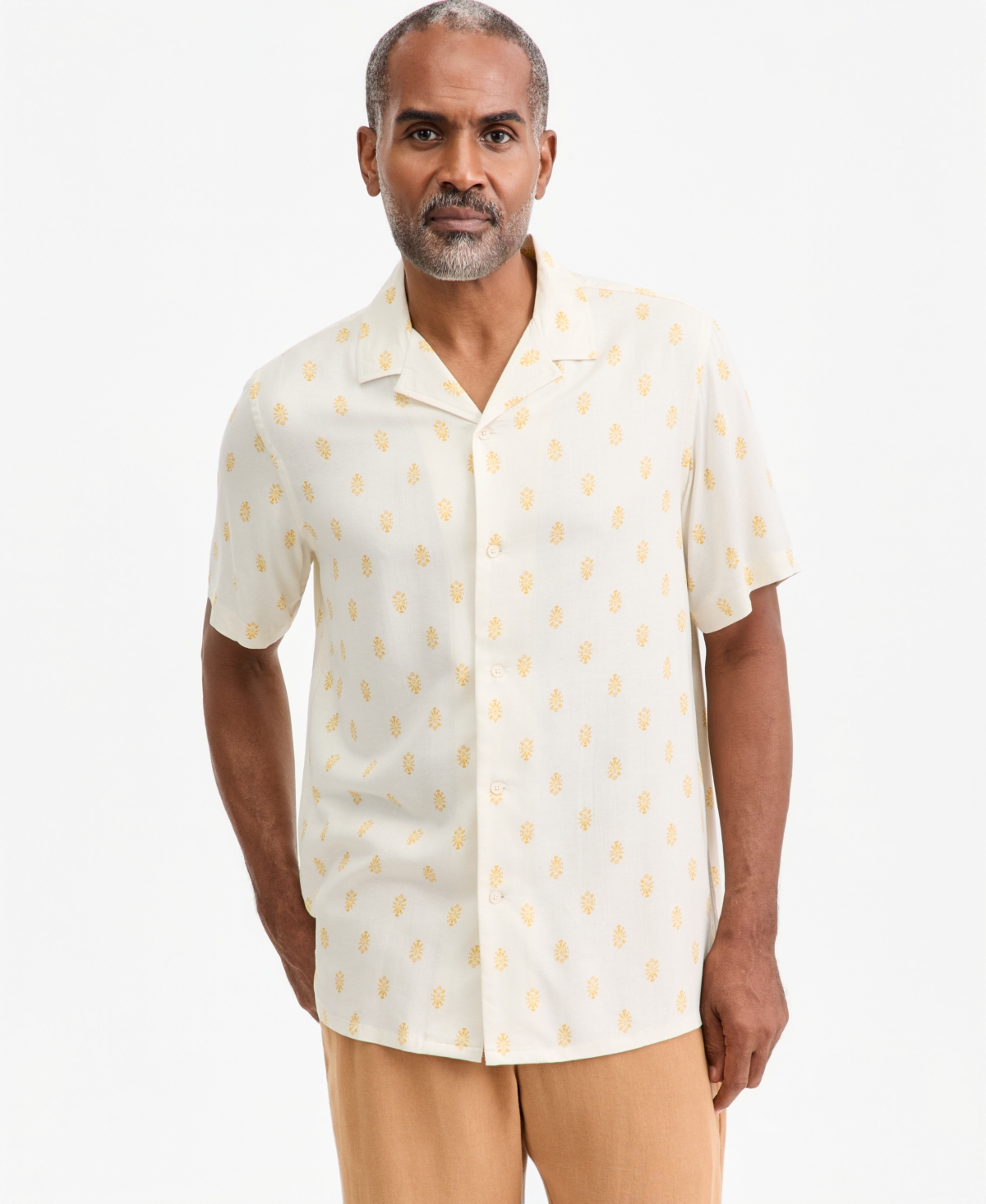 Click here for Club Room Mens Foulard-Print Silk Short-Sleeve Shi... prices