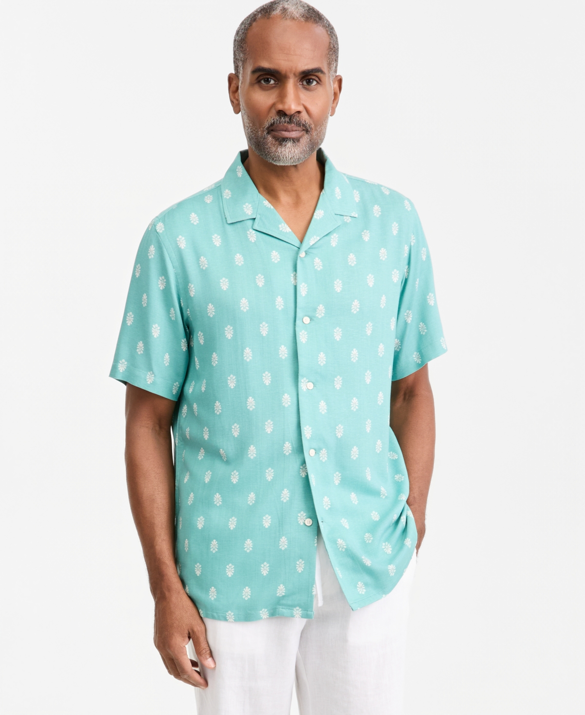 Click here for Club Room Mens Foulard-Print Silk Short-Sleeve Shi... prices