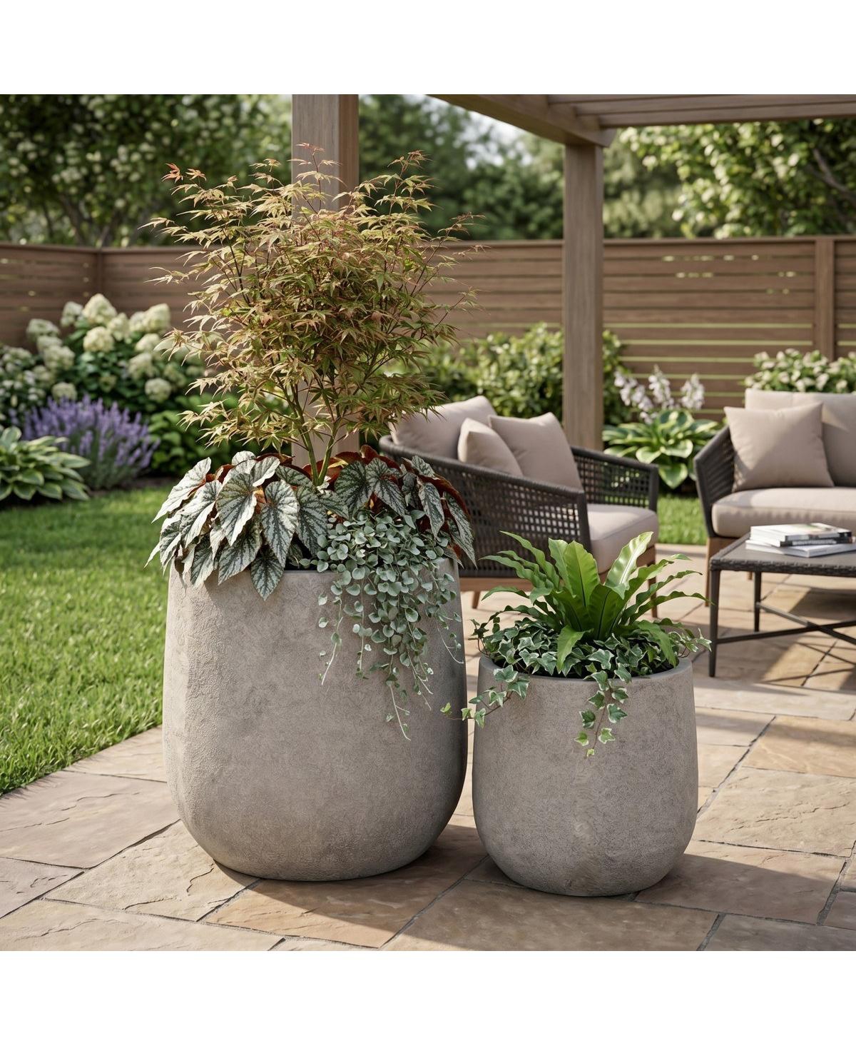 Click here for Asagikoiai Set of 2 Round Concrete Planter with Dr... prices