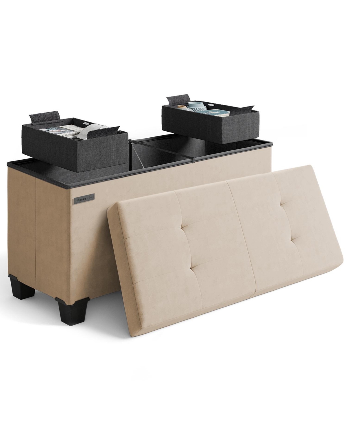 Click here for Nestl 30-Inch Velvet Storage Ottoman with Bin  Sma... prices