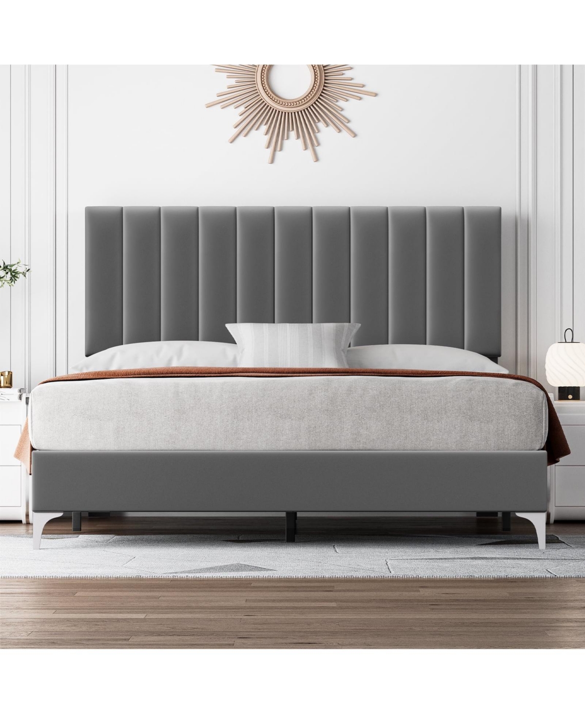 Click here for gaomon Velvet Upholstered Bed Frame Headboard 11 I... prices