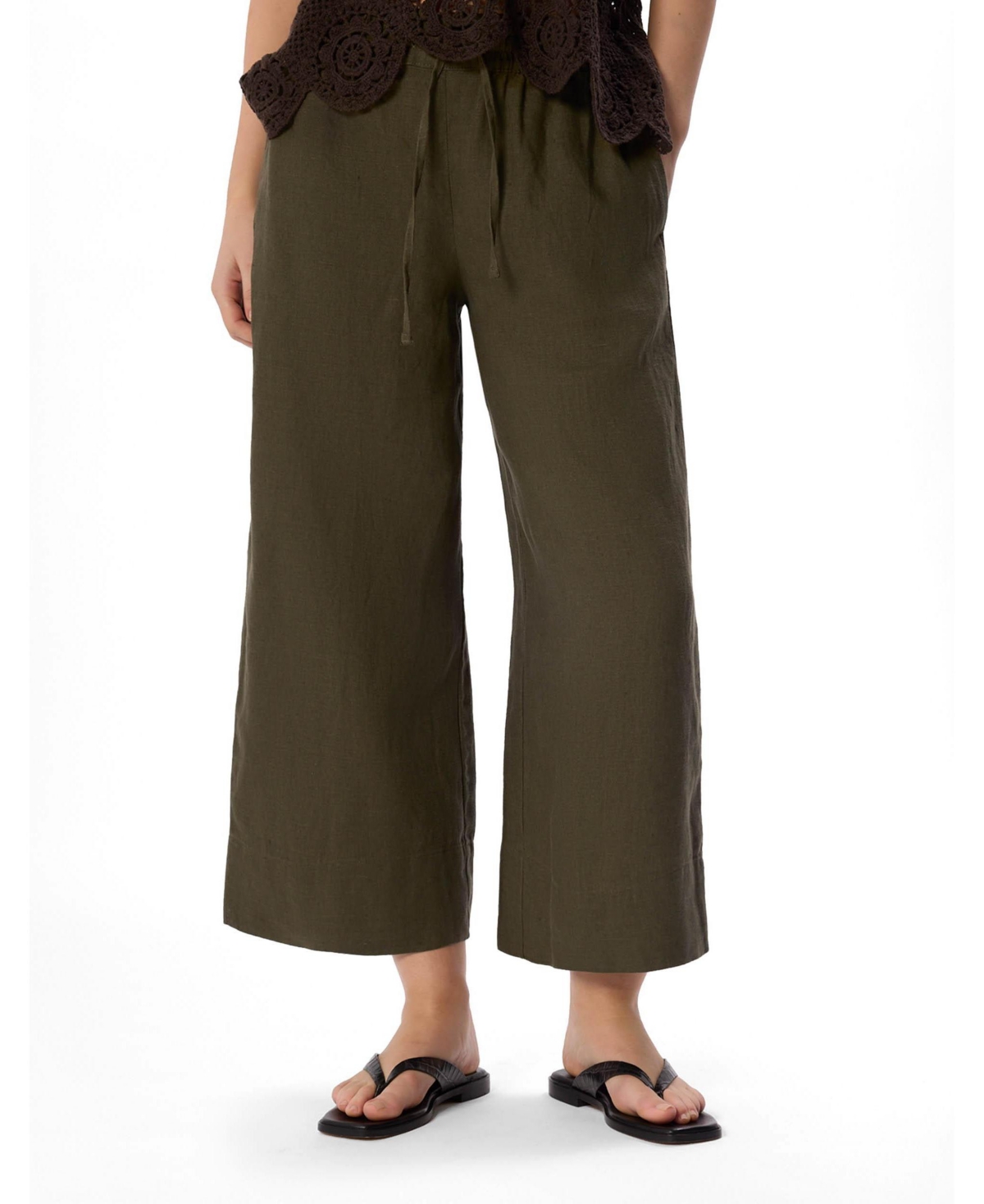Click here for Whistles Womens Elasticated Linen Crop Trousers -... prices