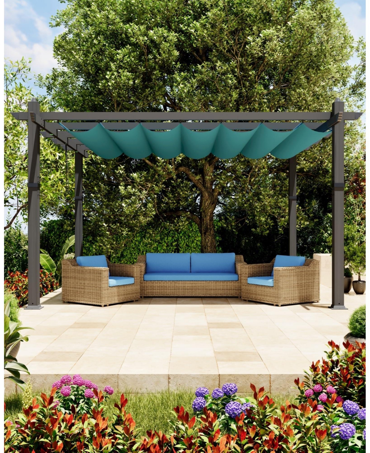 Click here for homfan Outdoor Aluminum Pergola with Retractable C... prices