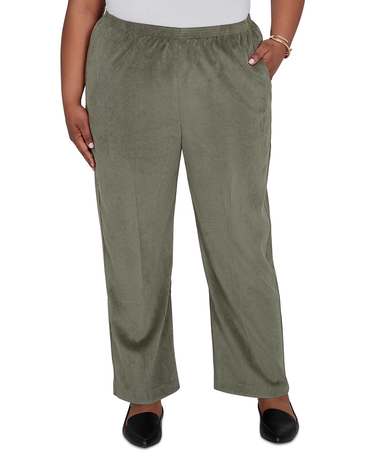 Click here for Alfred Dunner Plus Size Corduroy Elastic Waist Pan... prices