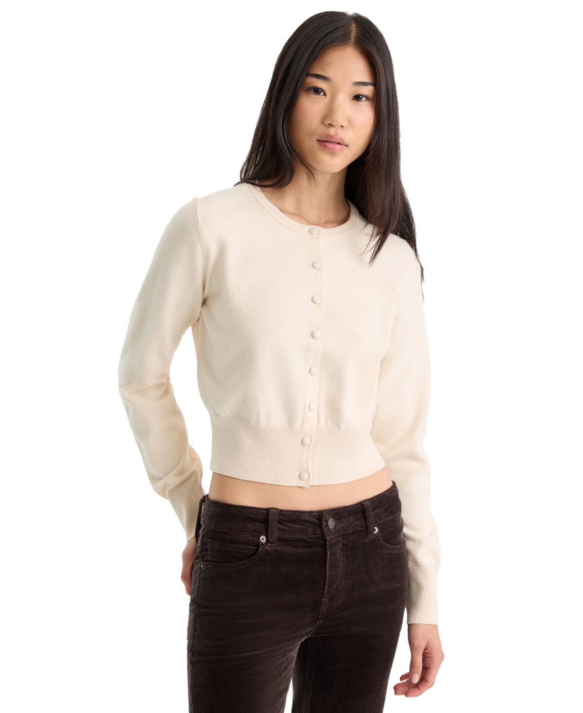 Click here for Good American Womens Fine Knit Crewneck Cardigan -... prices