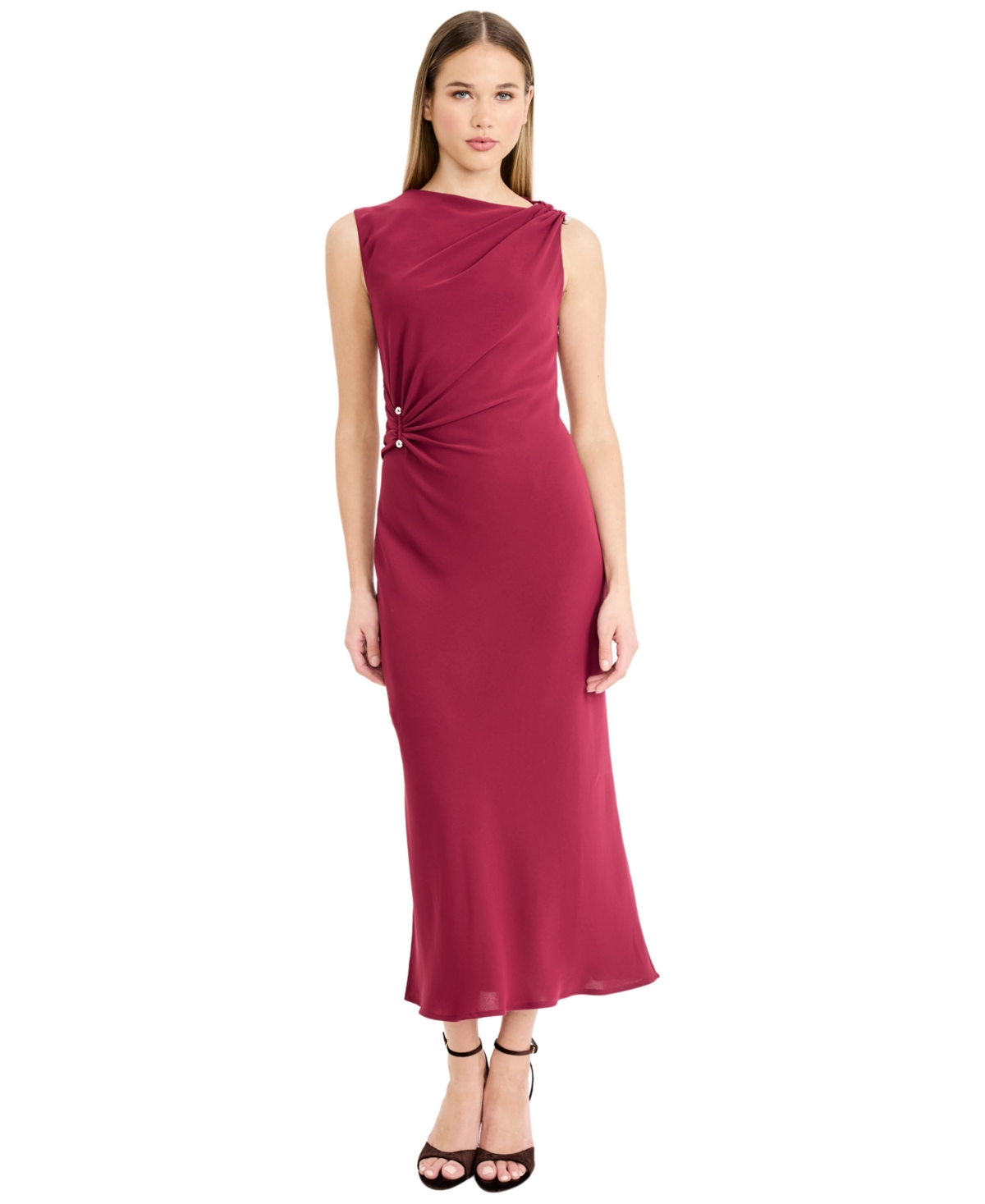 Click here for Donna Morgan Womens Sleeveless Midi Dress - Rich M... prices