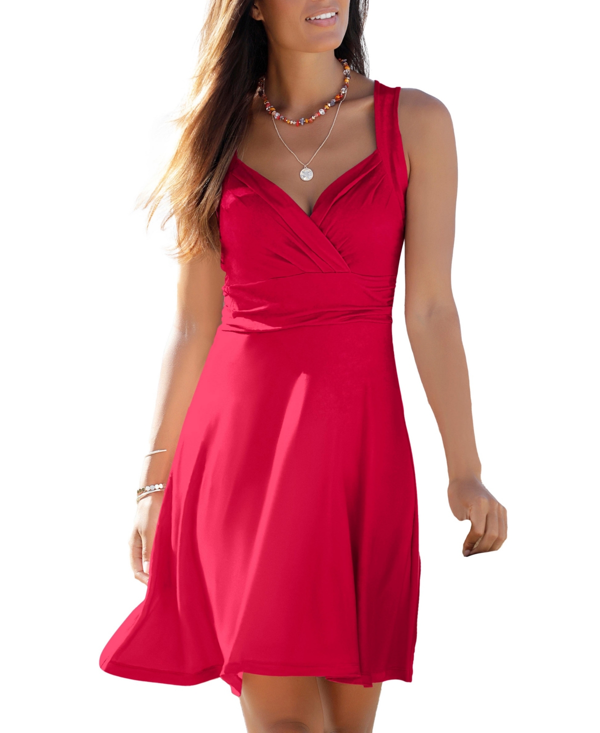 Click here for Lascana Womens Sleeveless Wrap Look Dress - Red prices