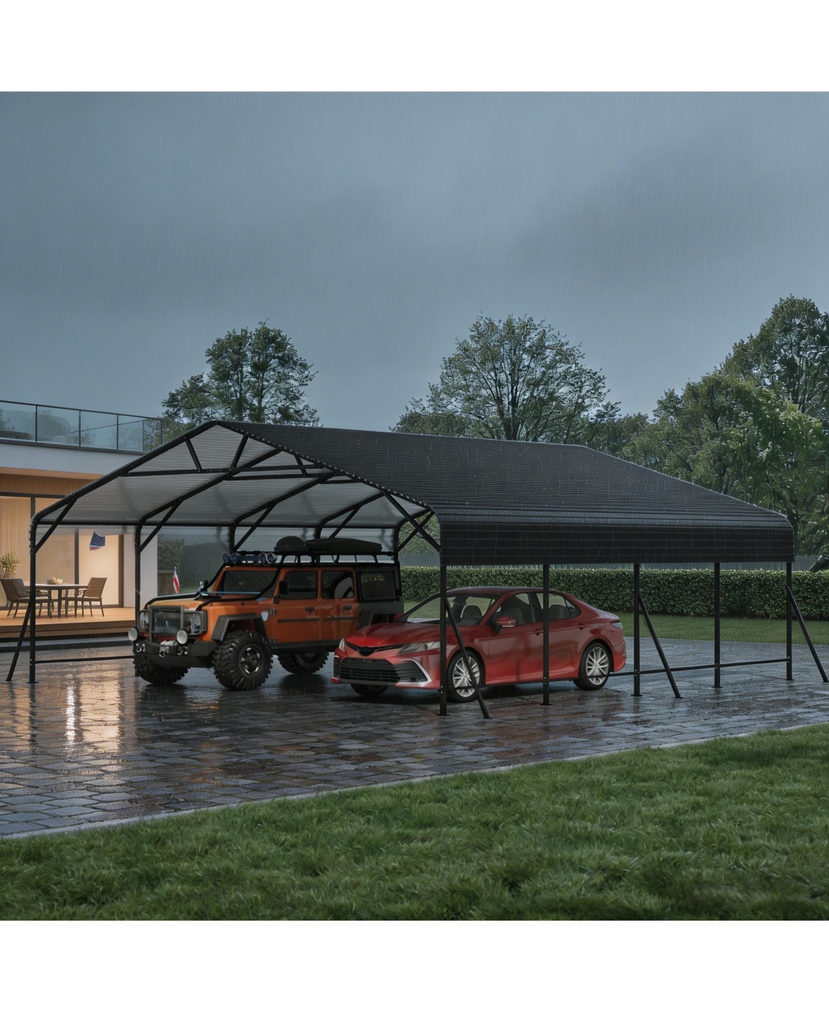 Click here for Homfan 20 x 20 x 9 Feet Carbon Steel Metal Carport... prices