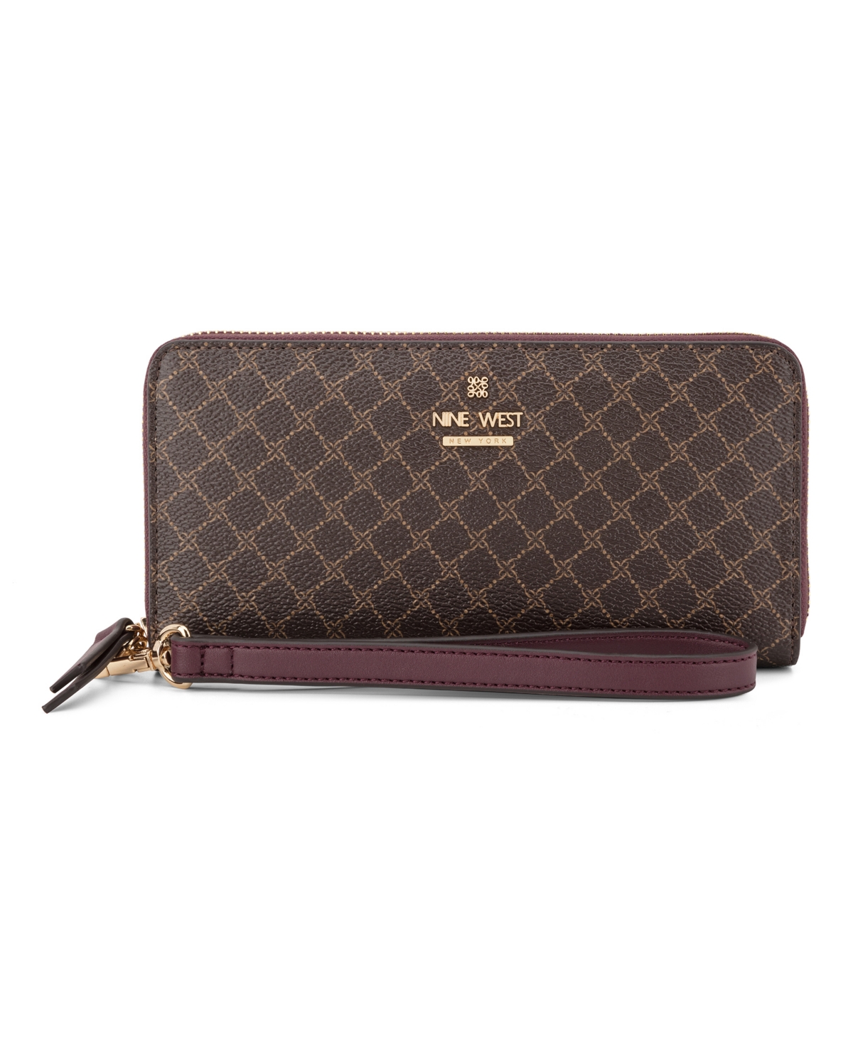 Click here for Nine West Luela Zip Around Wristlet - Dark Brown/B... prices