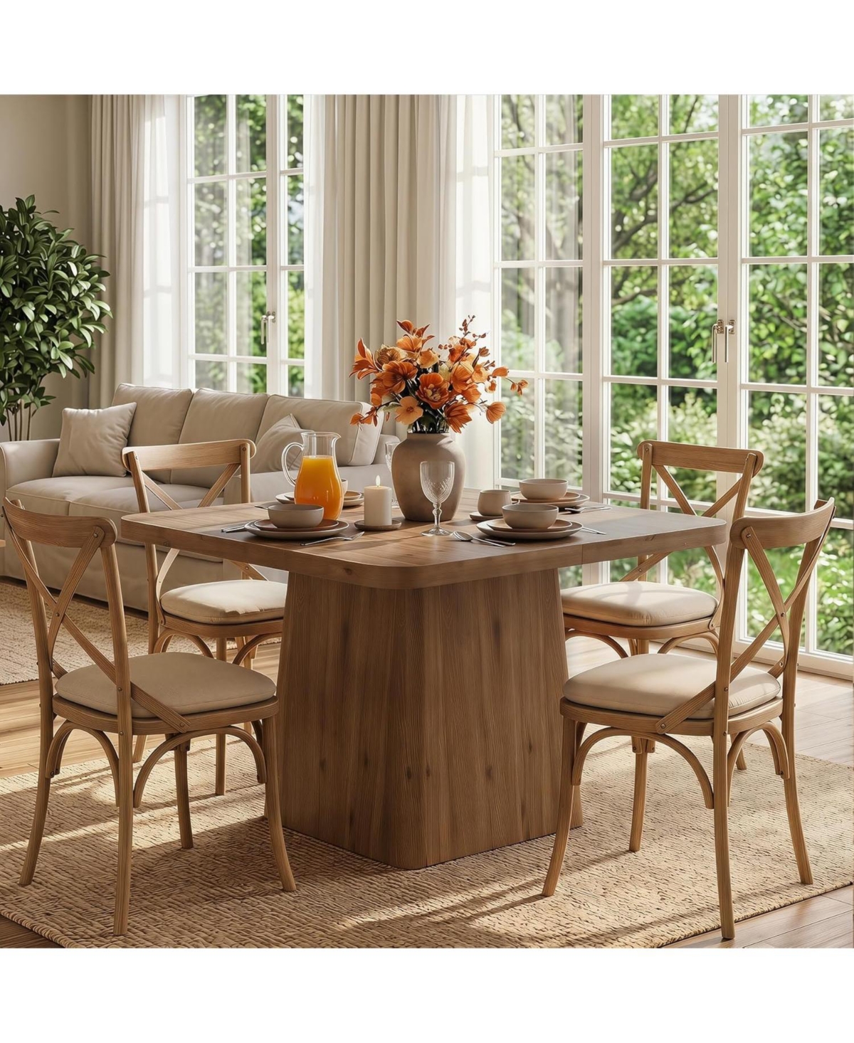 Click here for Tribesigns Solid Wood Dining Table with Pedestal B... prices
