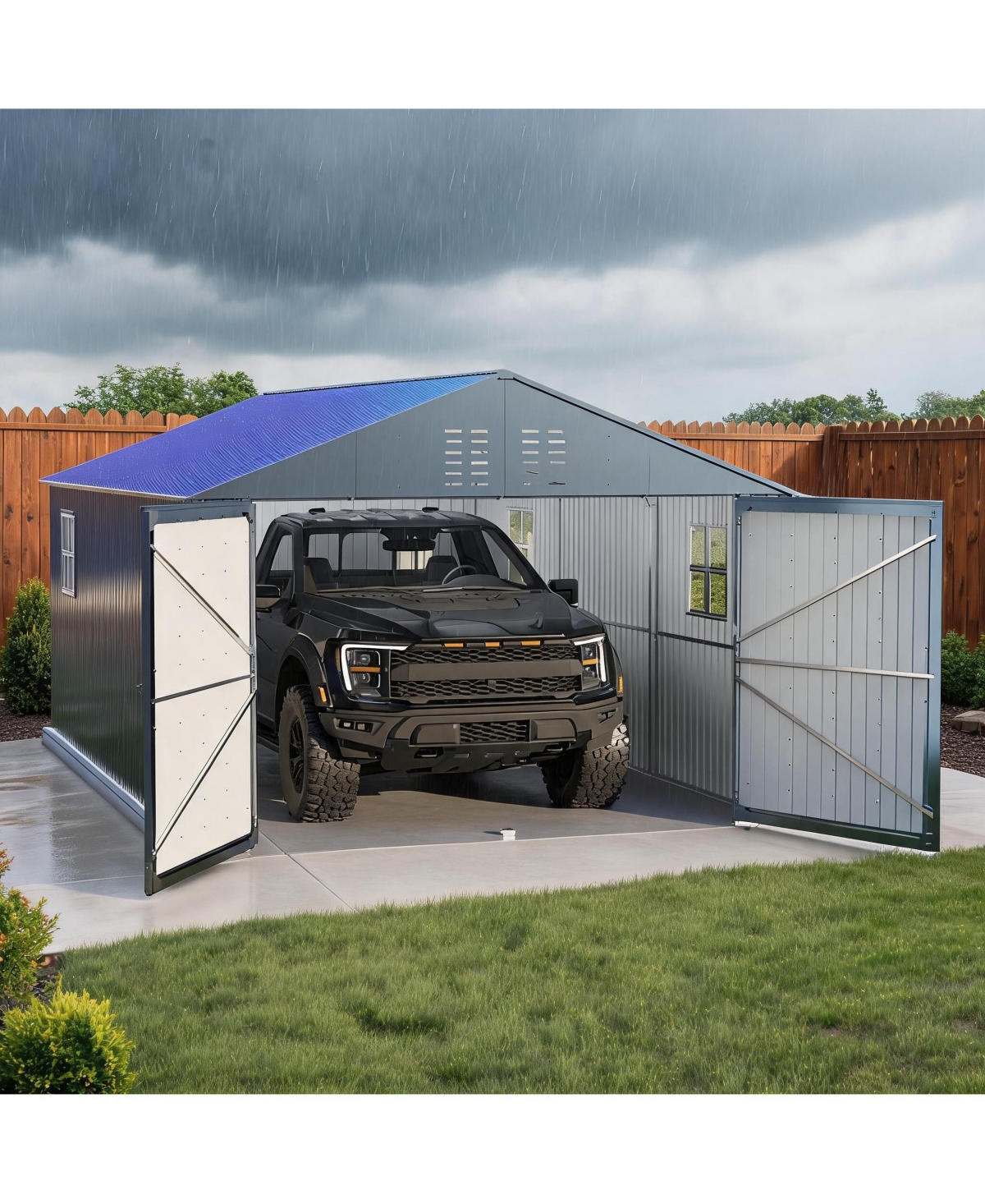 Click here for Homfan Fully Enclosed Iron Carport with Double Hin... prices