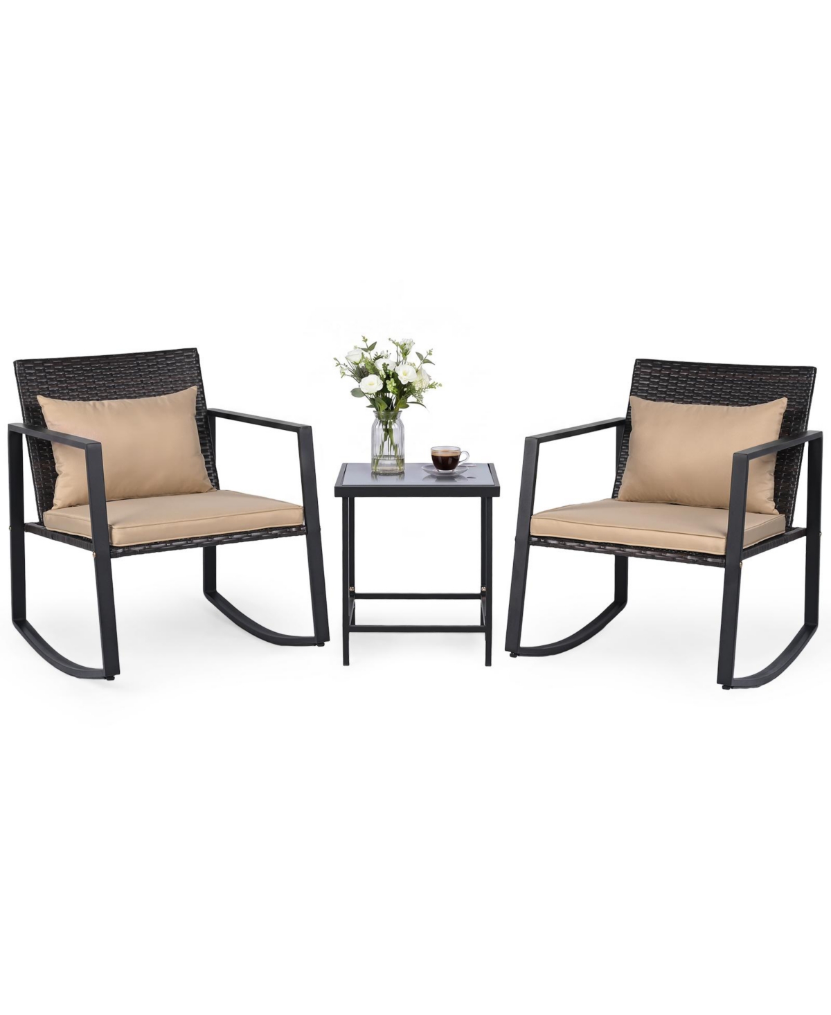 Click here for Gymax 3-Piece Outdoor Rocking Bistro Set Patio Roc... prices