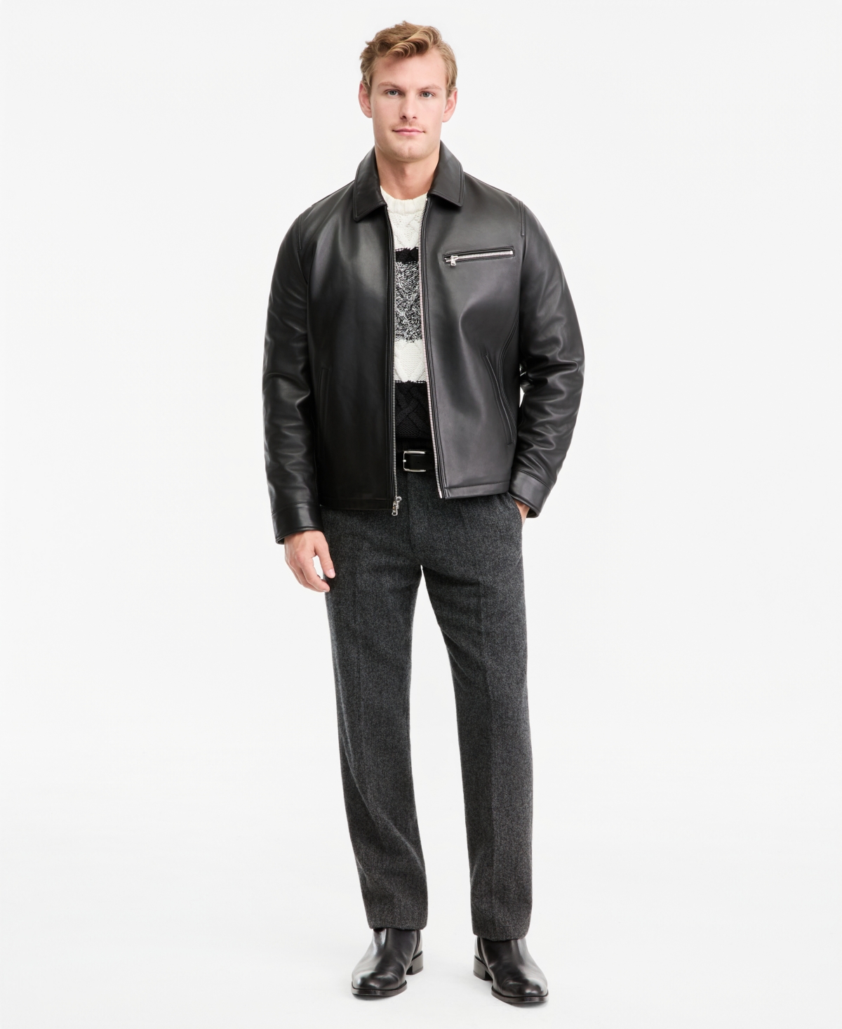 Click here for Michael Kors Mens James Dean Leather Jacket  Creat... prices