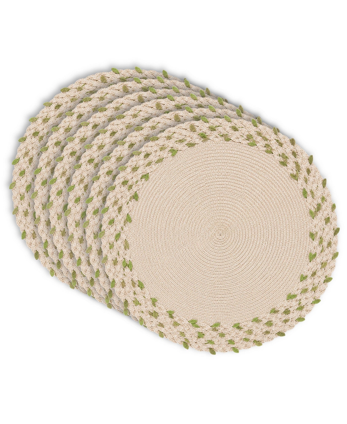 Click here for Dainty Home Leaf Trimmed 15 Round Placemats Set of... prices