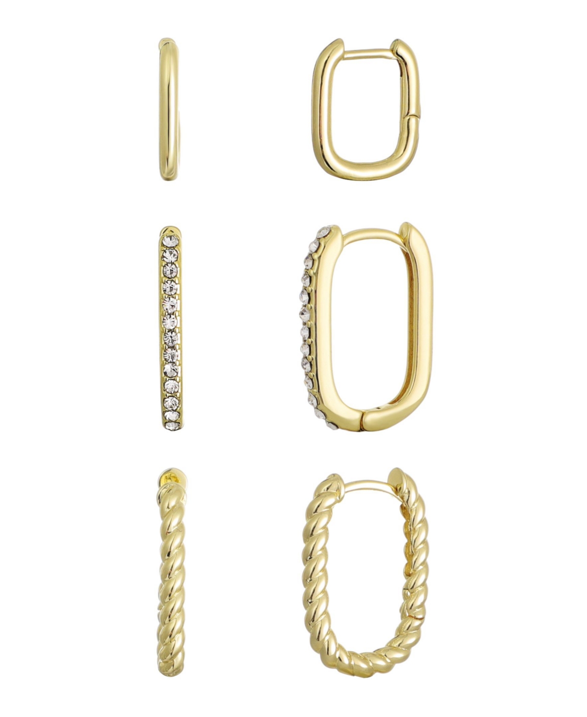 Click here for Adornia Gold Set of 3 Rectangle Hoop Earrings - Go... prices