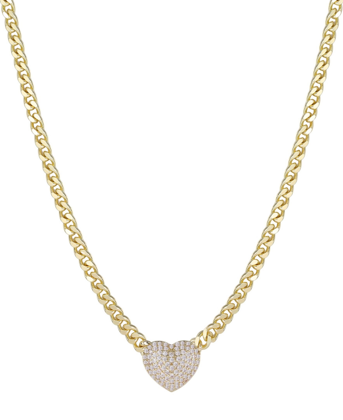 Click here for Adornia Gold Chunky Cubic Zirconia Heart Curb Chai... prices