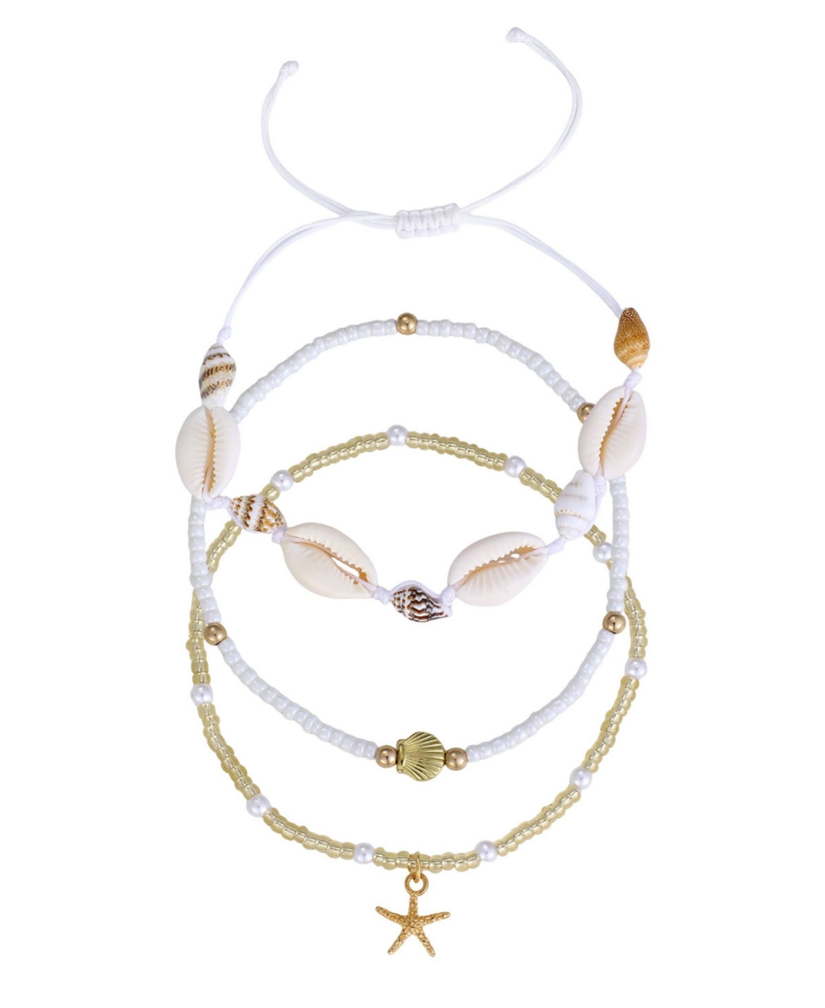 Click here for Adornia Set of 3 Shell and Bead Anklet Set - White prices