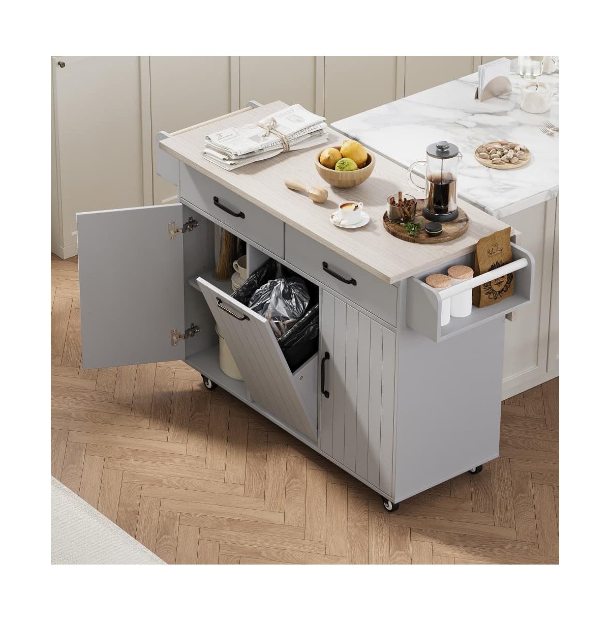Click here for Maison Boucle Kitchen Island with Hidden Trash Bin... prices