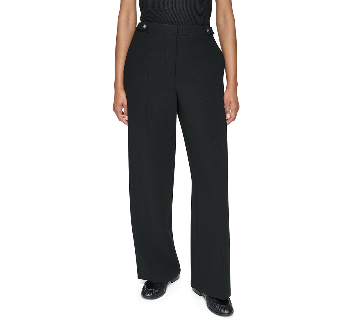 Click here for Dkny Petite High-Rise Straight Textured Crepe Pant... prices