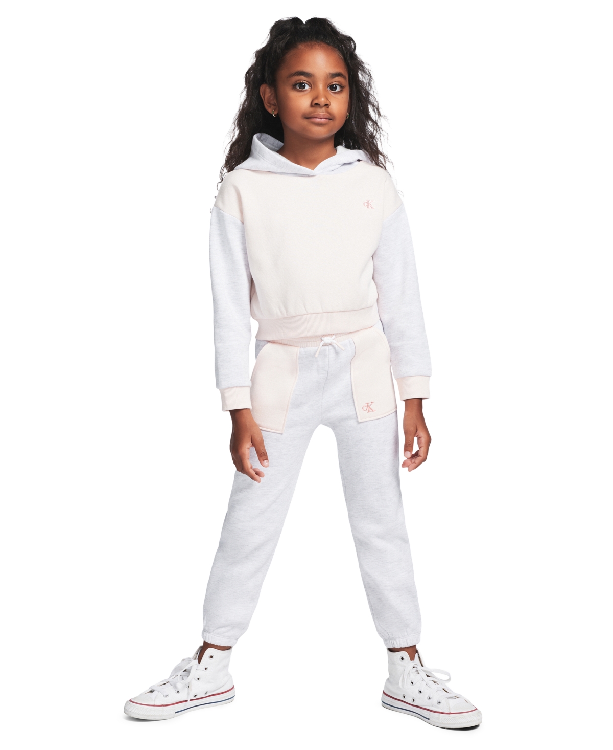 Click here for Calvin Klein Girls 2T-6X Color-block Hoodie and Jo... prices
