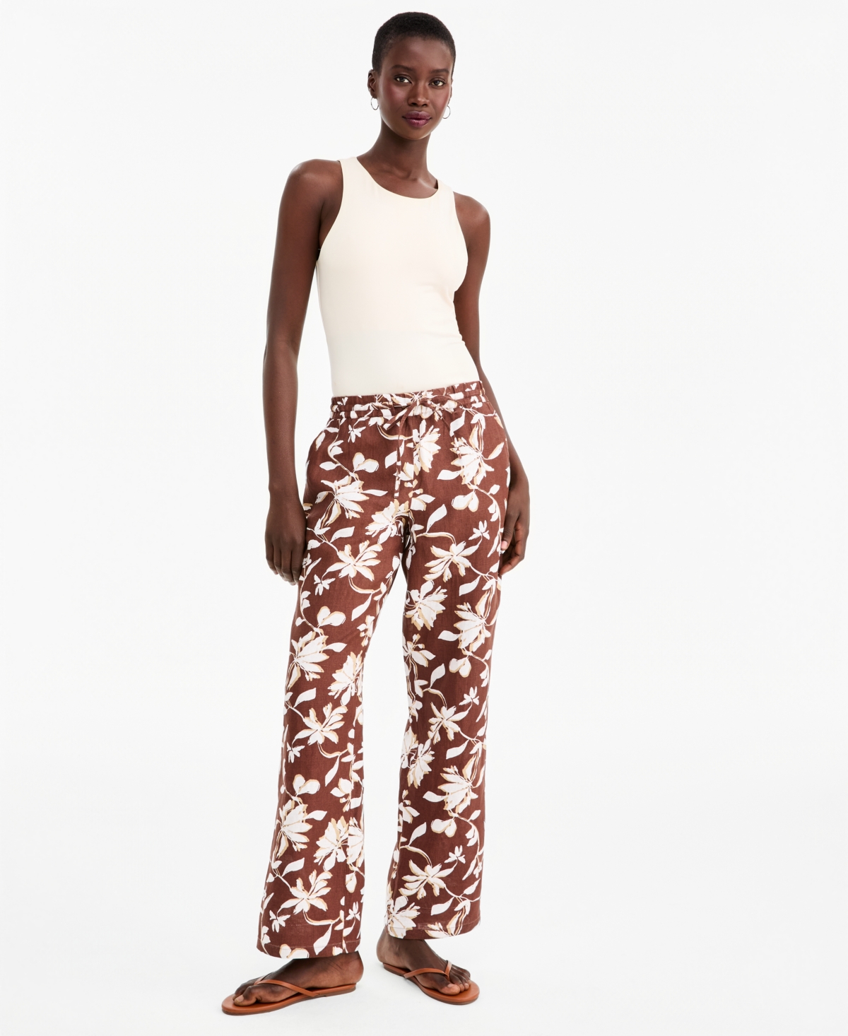 Click here for Charter Club Womens 100 Linen Drawstring Pants  Cr... prices