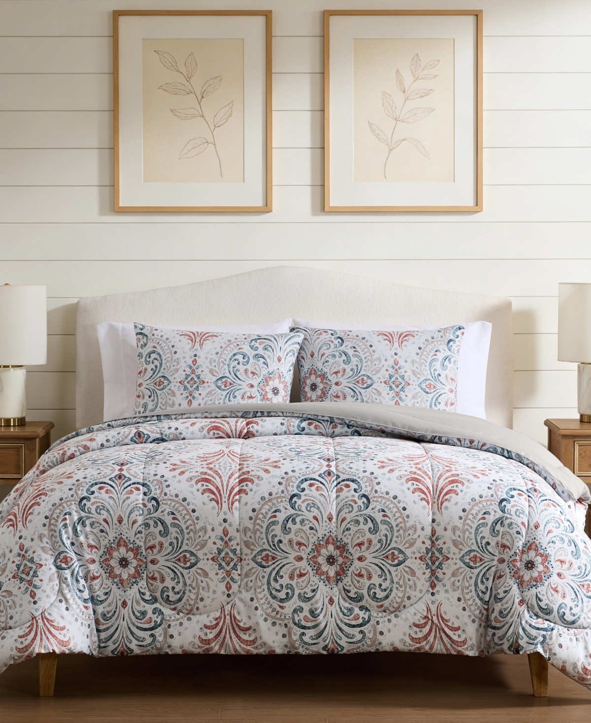 Click here for Ishara Damask 3-Piece Comforter Sets - Rust  Gray prices